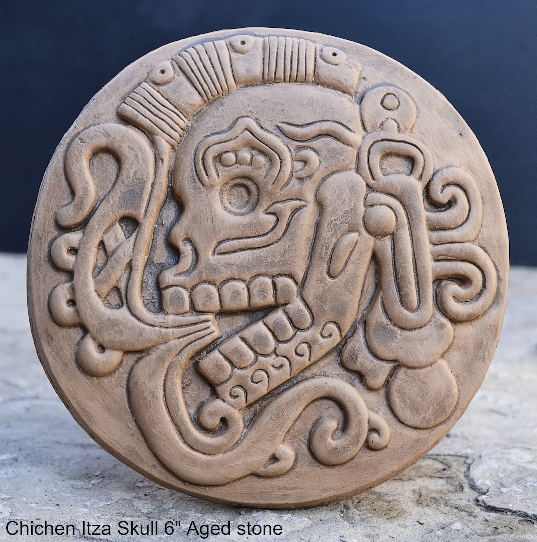 History Aztec Maya Mesoamerica Chichen Itza Skull Plaque Wall Sculpture ...