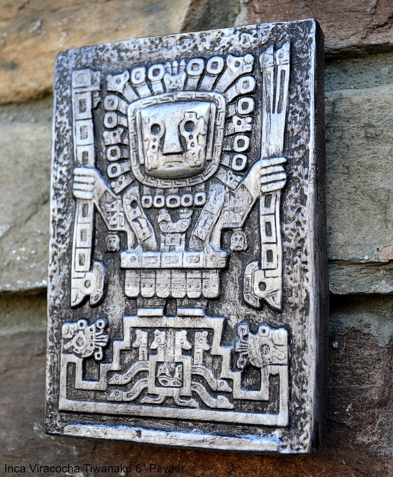Inca Viracocha Tiwanaku Gateway Sun Sculptural Wall Relief Plaque 6 ...