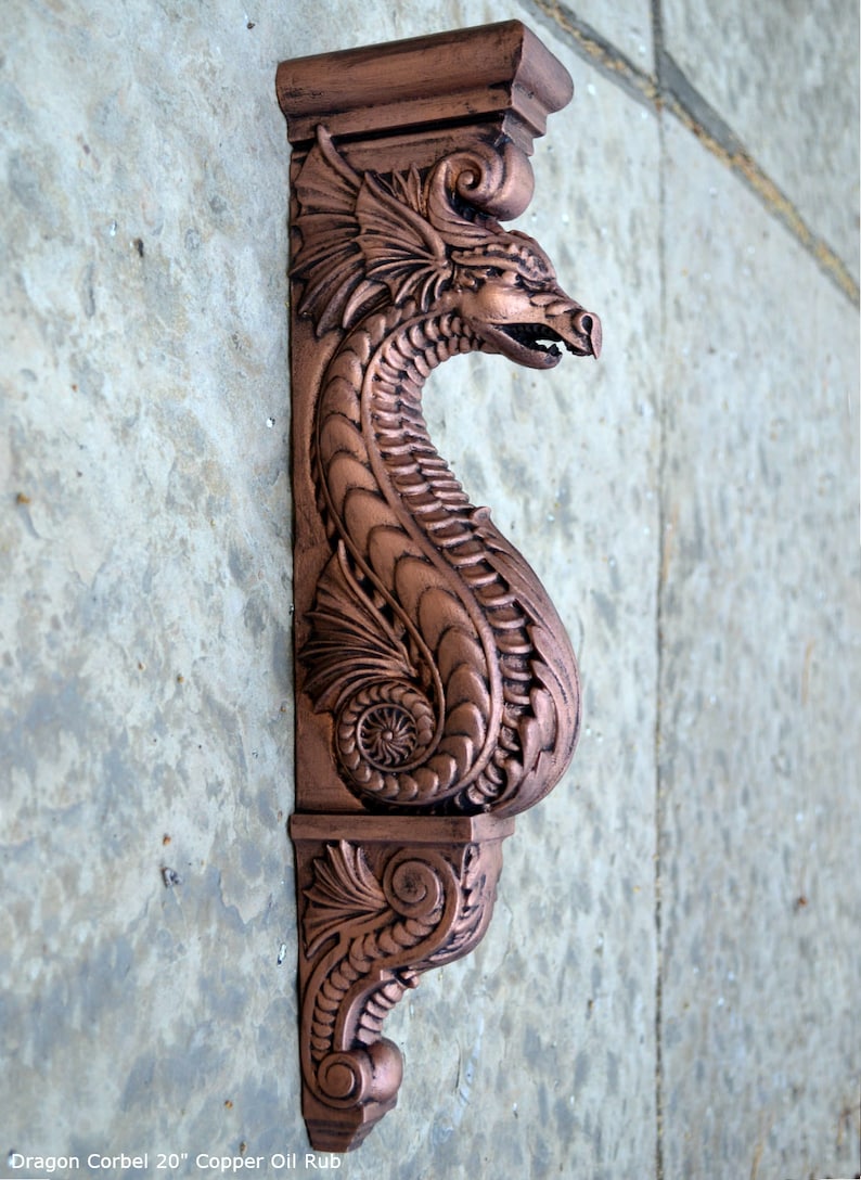 Dragon Corbel Carved Sculpture Statue Www.neo-mfg.com 20" Wall Art Home ...