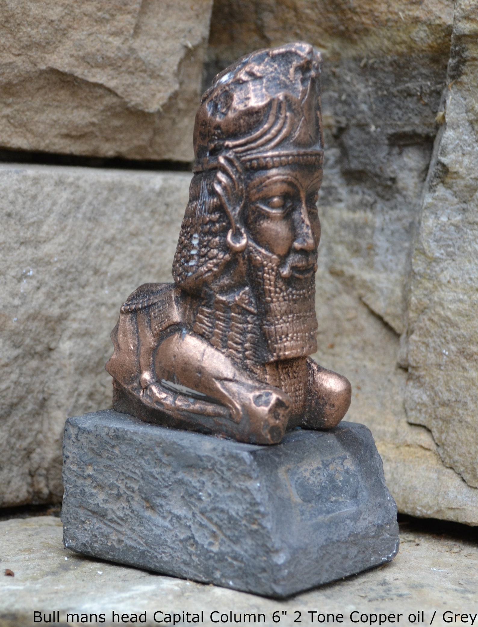 Historical Assyrian Persian Column Capital Man-bull Relief Sculpture ...