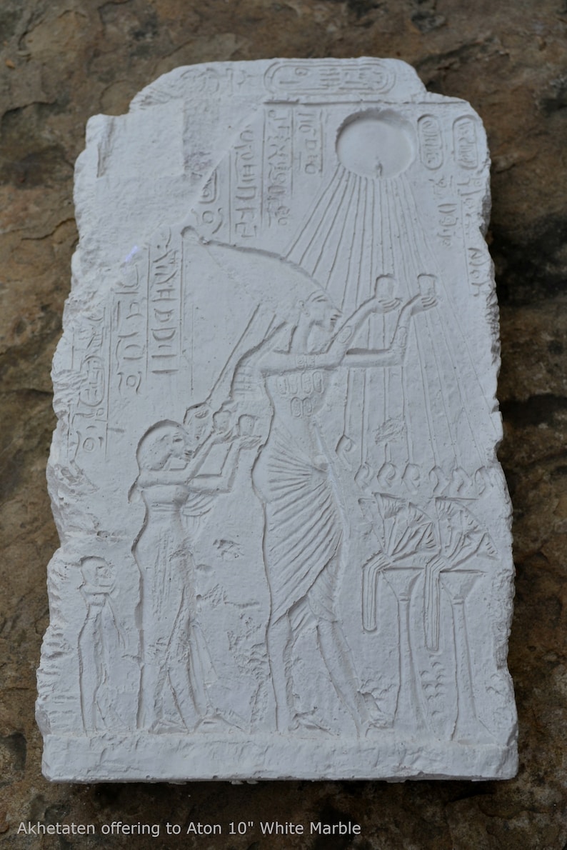 History Egyptian Akhetaten Offering to Aton 10" Hieroglyph Sculptural ...