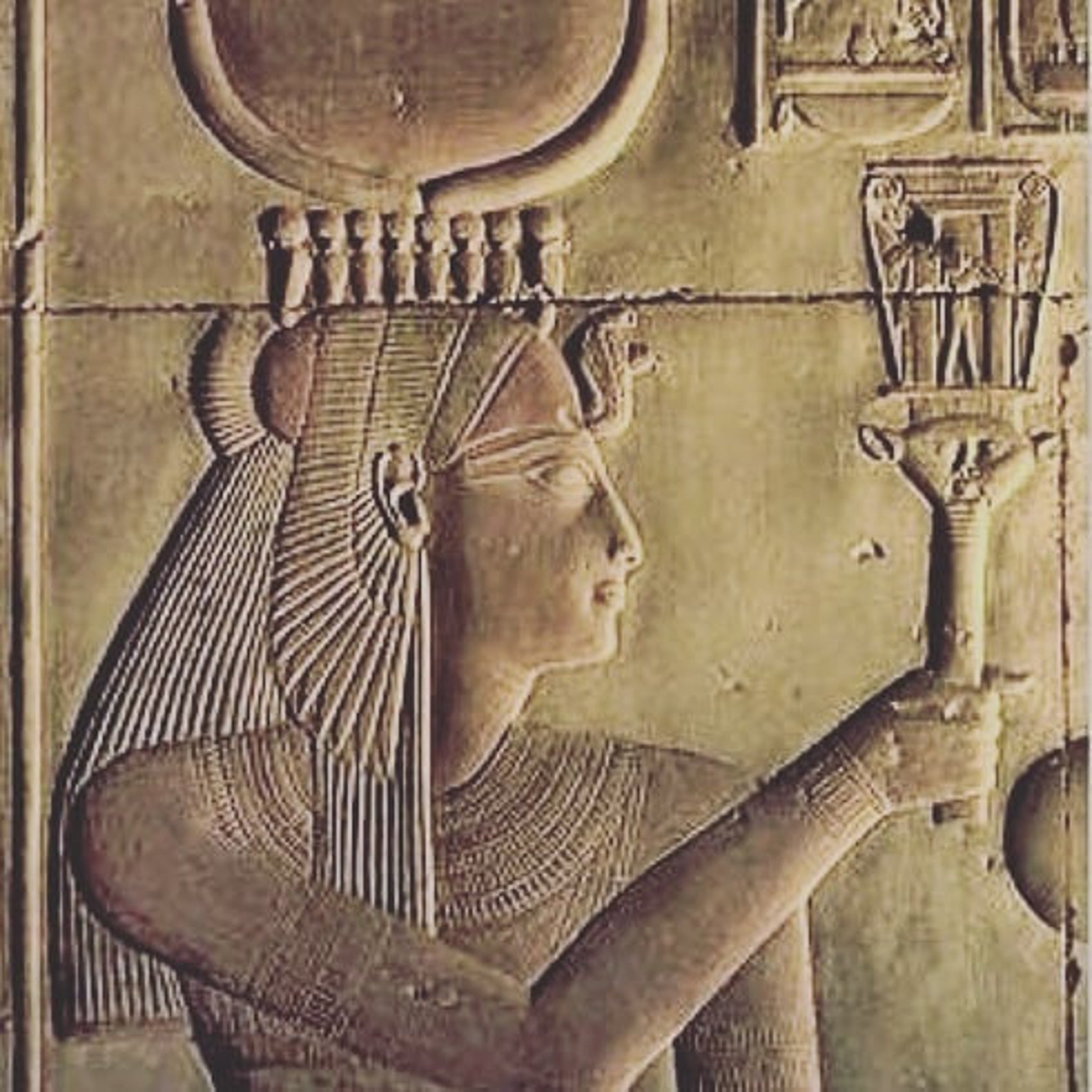History Egyptian Isis Hathor Holding Sistrum Sculptural Wall Relief Www ...
