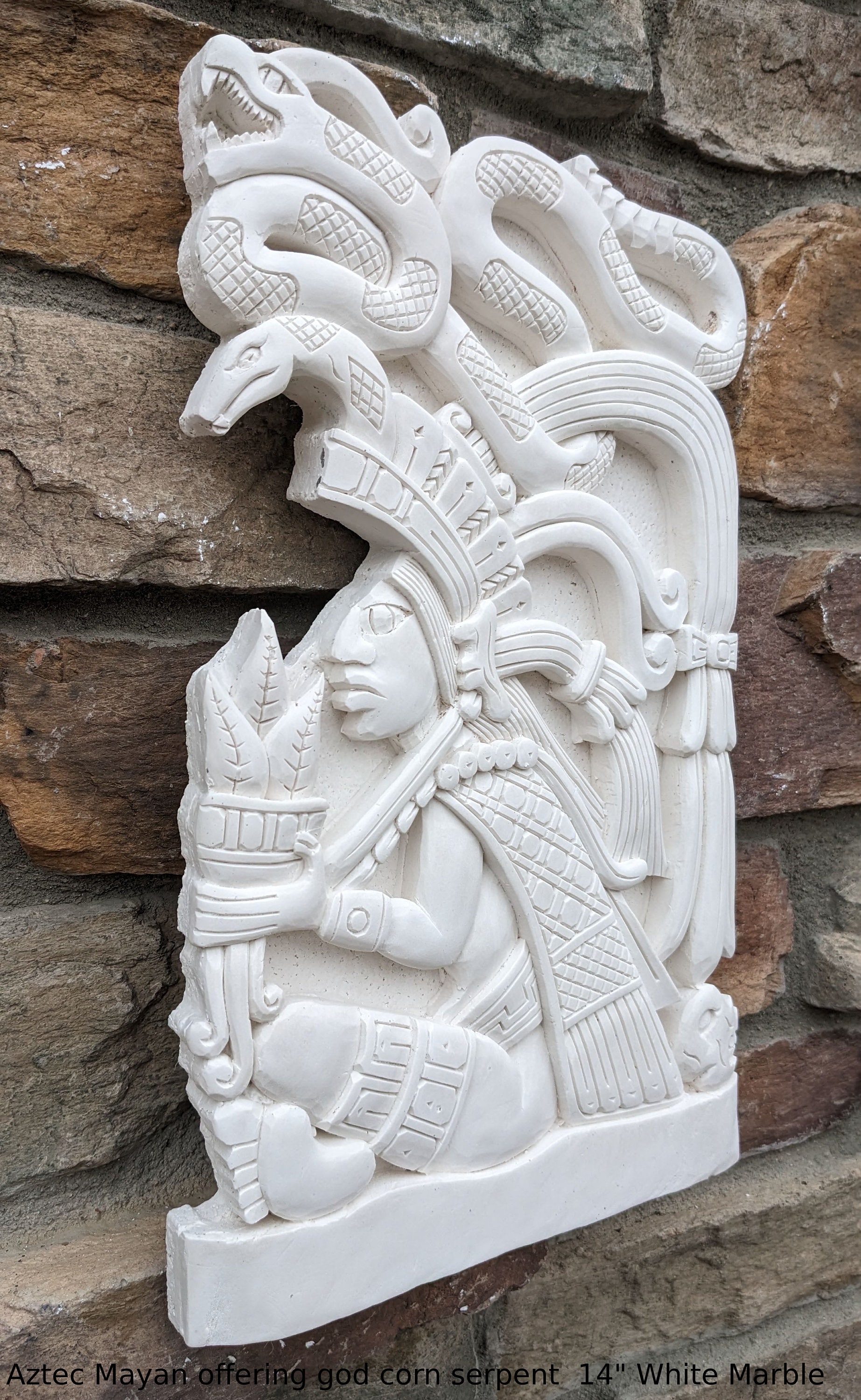 Aztec Mayan Offering God Corn Serpent Wall Sculpture Plaque Www.neo-mfg ...