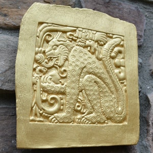 Aztec Mayan Jaguar Balam Cat Sculpture Wall Plaque Carving 7" Www.neo ...