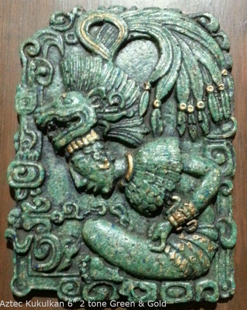 History Aztec Maya Kukulkan framed stone Sculpture Statue | Etsy