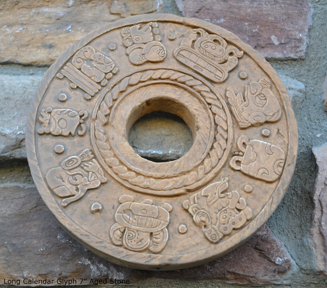 History Aztec Maya Long Count calendar Glyph Artifact Carved | Etsy