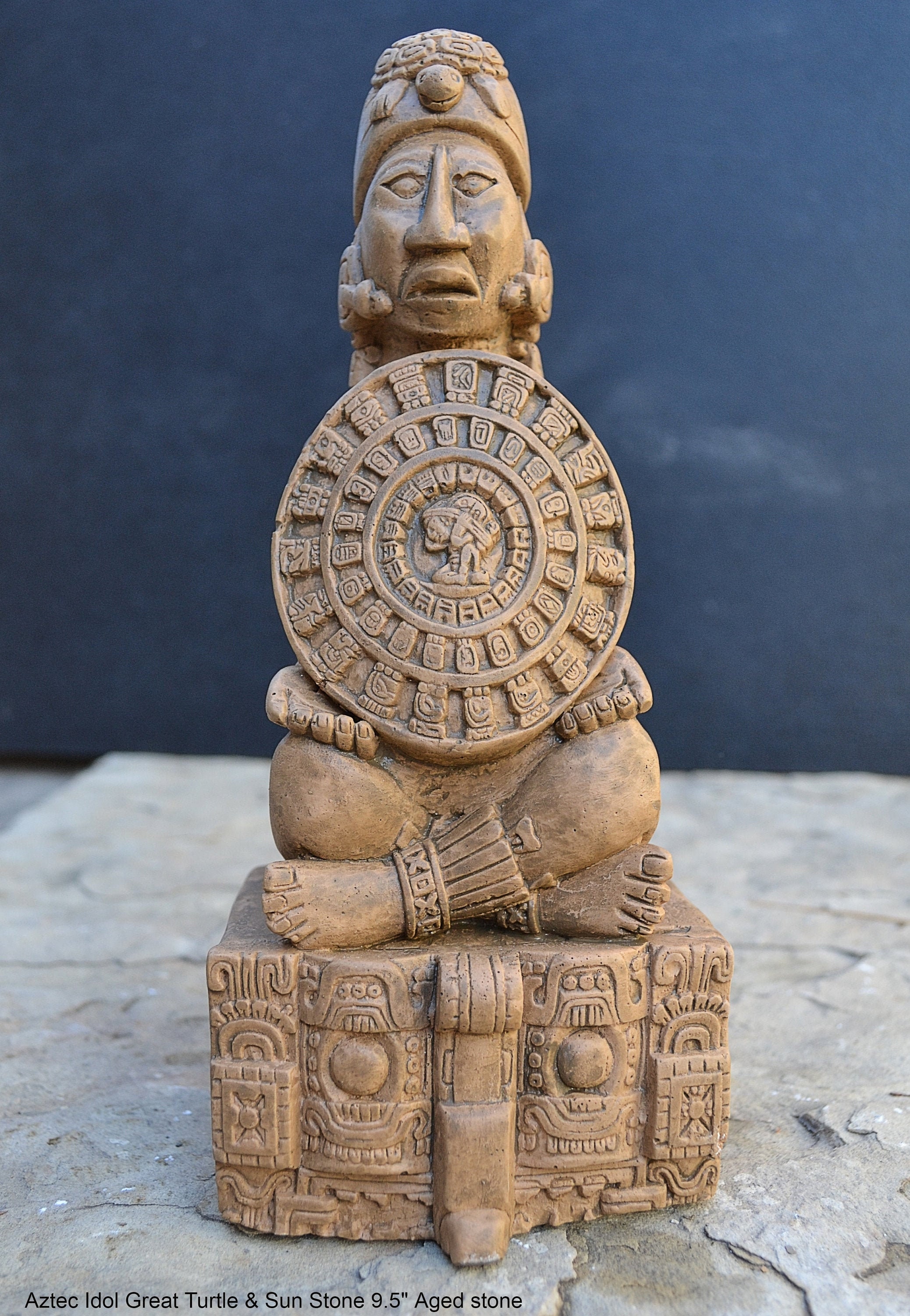Aztec Mayan Idol Great Turtle & Sun Stone 9.5 Statue | Etsy