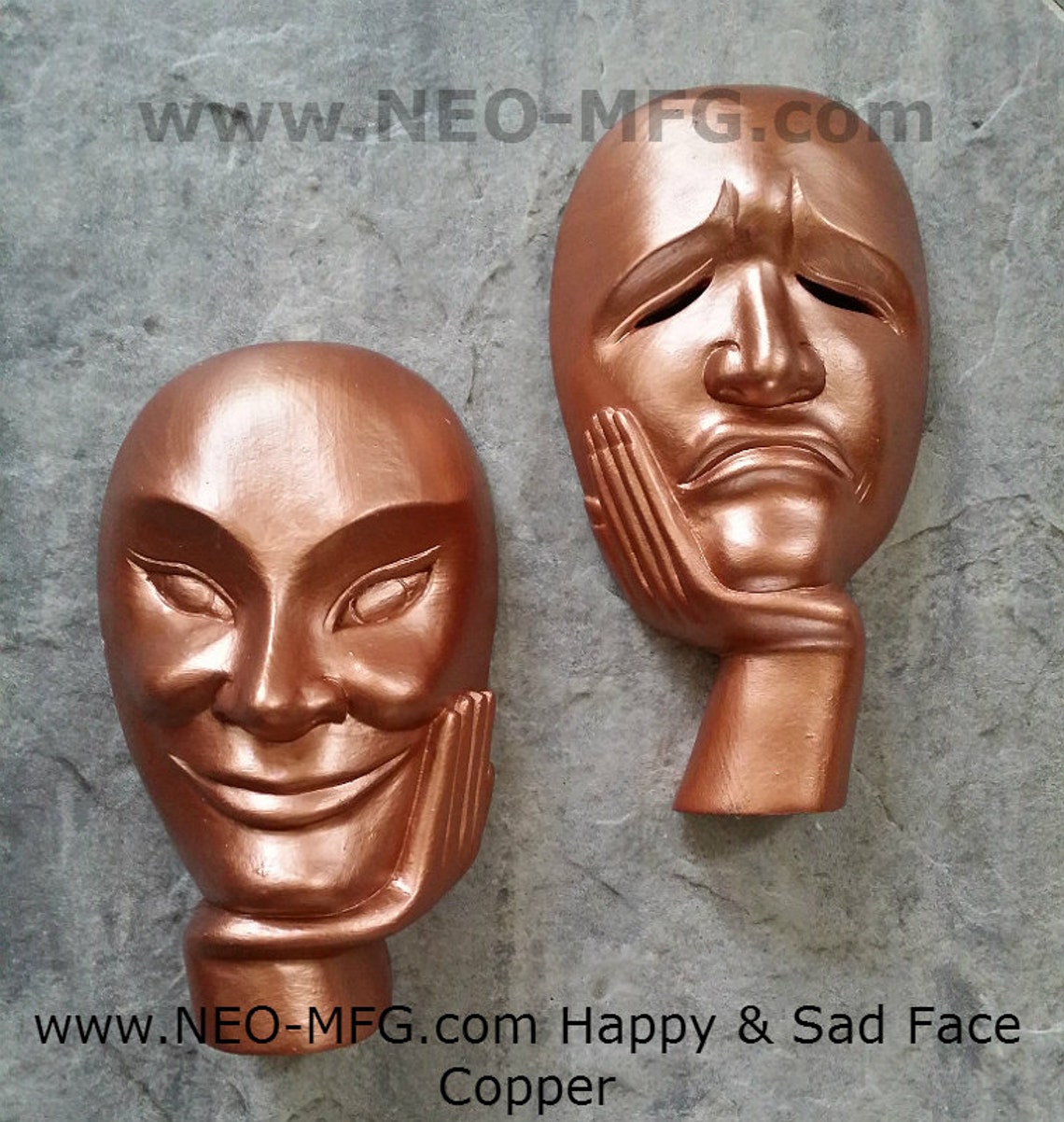 Decor Happy & Sad Face Theater Wall or Table Sculpture Statue 8" Neo ...