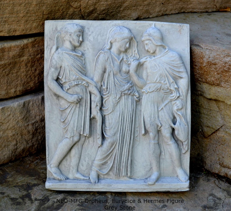 Roman Greek Orpheus, Eurydice and Hermes Figure Sculptural Wall Frieze ...