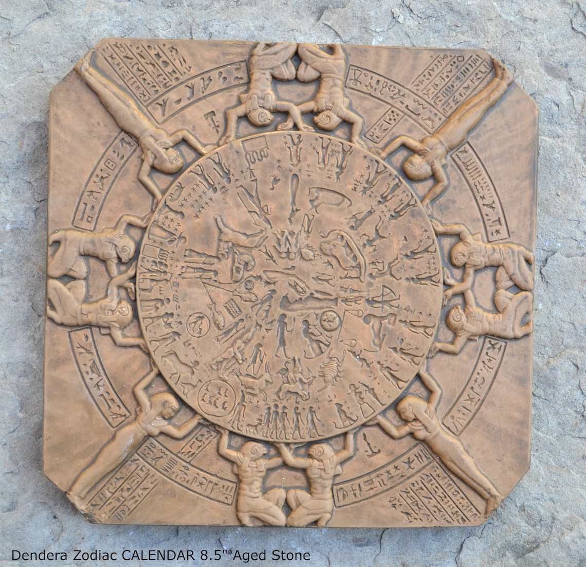 Egyptian Dendera Zodiac CALENDAR Sculptural Wall Relief Plaque 8.5 ...