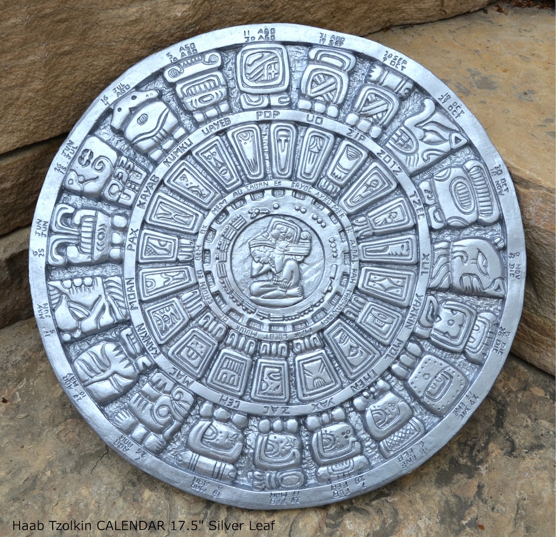 History MAYAN AZTEC Haab Tzolkin CALENDAR Sculptural Wall Relief Plaque ...