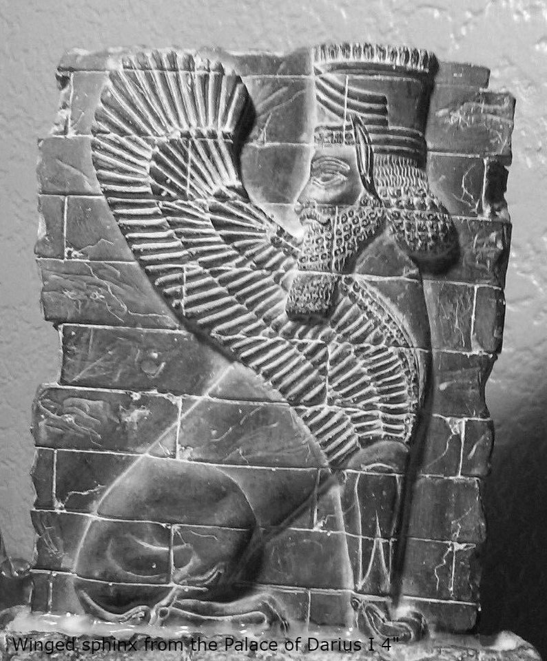 Assyrian Sumerian Winged Sphinx Susa Lion Shedu Palace Darius | Etsy