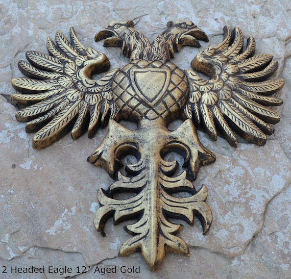 Phoenix Double Headed Eagle Coat of Arms Sculpture Wall Frieze | Etsy