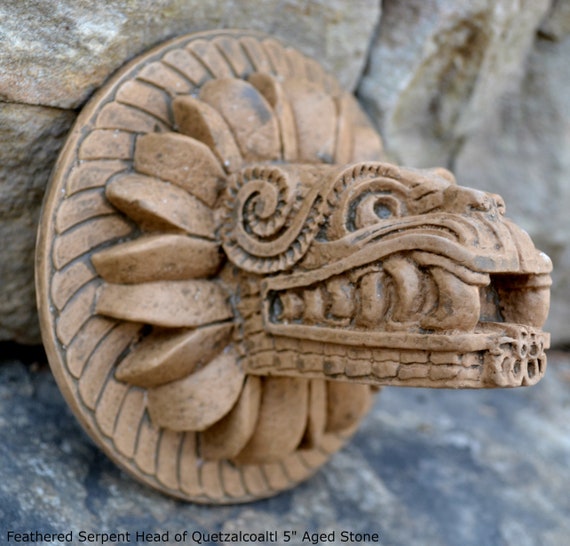 History Feathered Serpent Head of Quetzalcoaltl Aztec Maya - Etsy