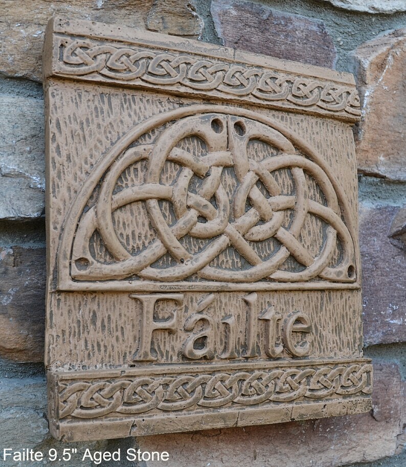 FAILTE Irish WELCOME Ireland Gaelic Celtic Stone Sign Plaque Www.neo-m ...