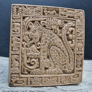 Aztec Mayan Jaguar Balam Cat Sculpture Wall Plaque Carving 6" Www.neo ...