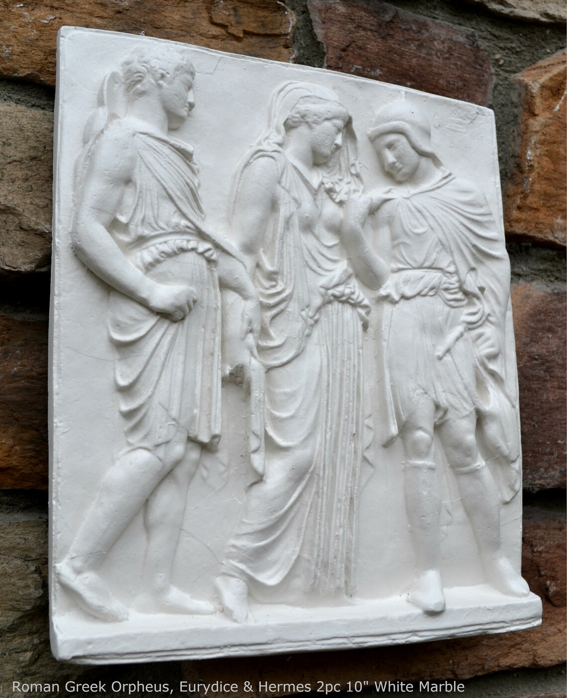 Roman Greek Orpheus, Eurydice and Hermes Figure Sculptural Wall Frieze ...