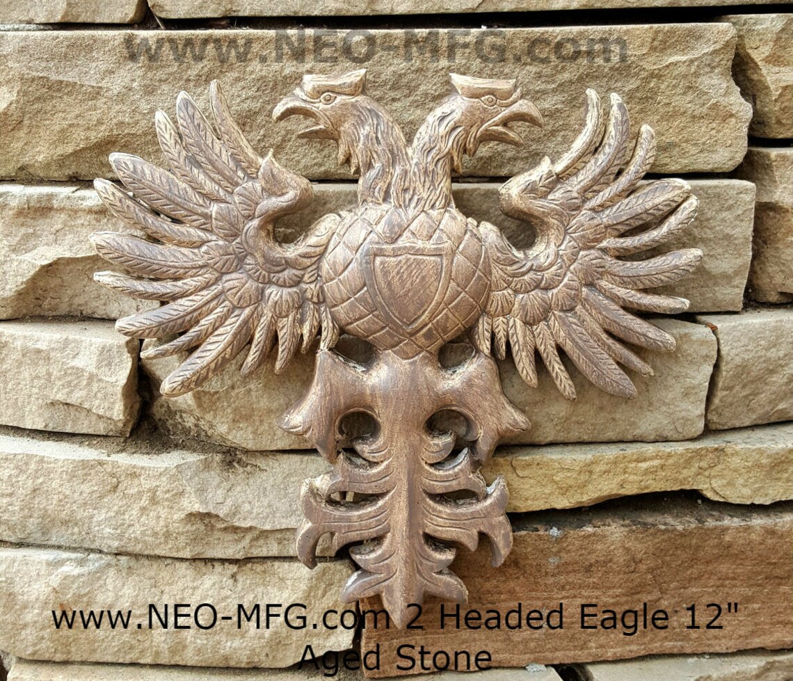 Phoenix Double Headed Eagle Coat of Arms Sculpture Wall Frieze | Etsy