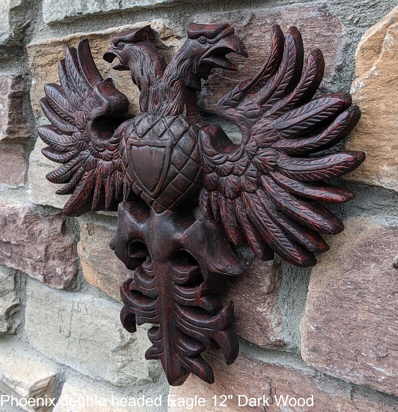 Phoenix Double Headed Eagle Coat of Arms Sculpture Wall Frieze 12" Www ...