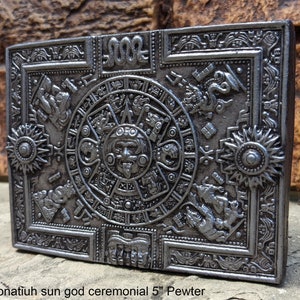 Aztec Mayan Tonatiuh Sun God Ceremonial Relief Sculpture Wall Plaque ...