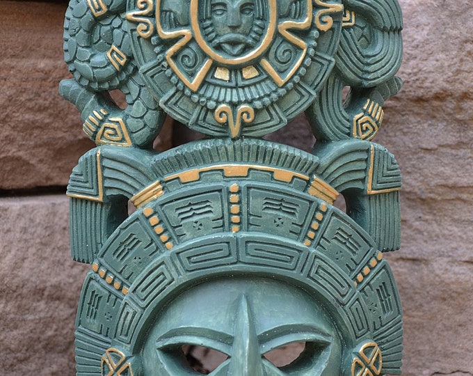 History Aztec Maya Artifact Mask Sun Stone & Serpents Sculpture Statue ...