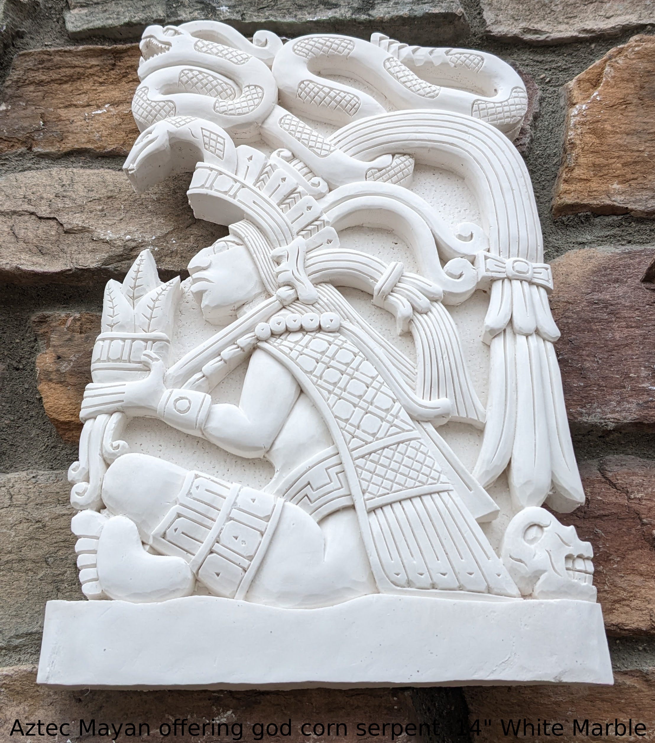 Aztec Mayan Offering God Corn Serpent Wall Sculpture Plaque Www.neo-mfg ...
