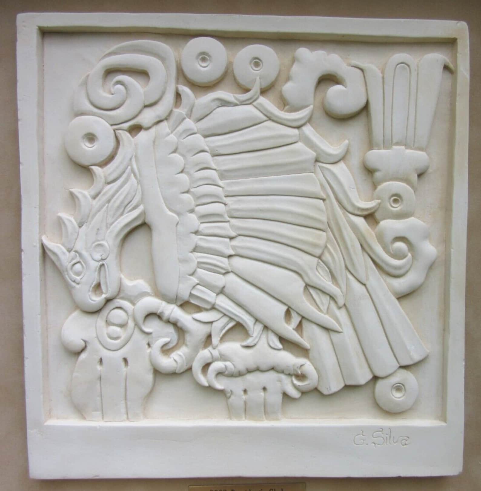 Aztec Mayan Toltec Eagle Plaque Artifact Sculpture Www.neo-mfg.com Home ...