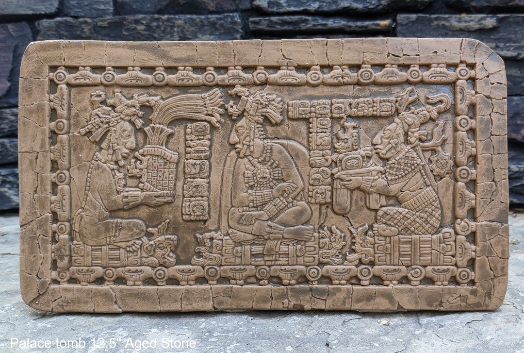 History Aztec Mayan Palace Tomb Carving Wall Plaque Art 12.5" Www.neo ...