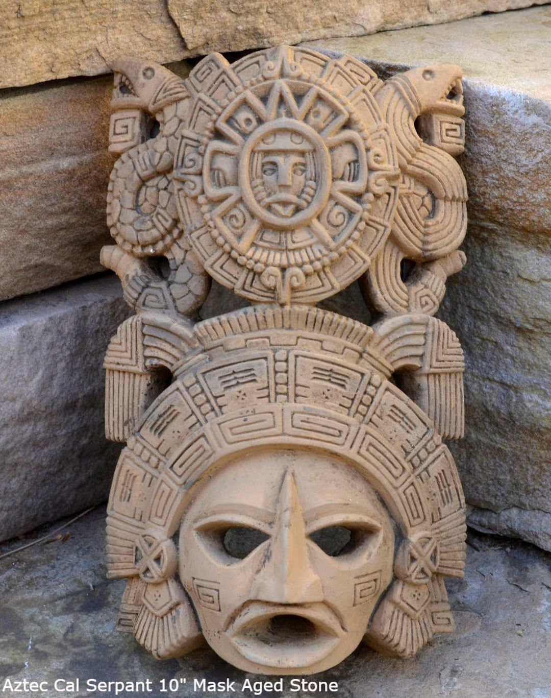History Aztec Maya Artifact Mask Sun Stone & Serpents Sculpture Statue ...