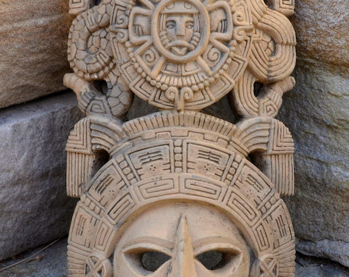 History Aztec Maya Artifact Mask Sun Stone & Serpents Sculpture Statue ...