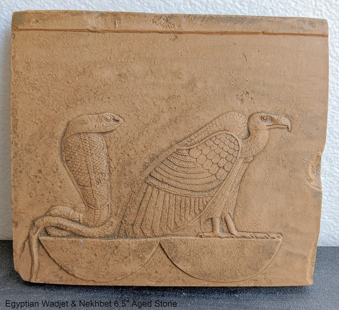 History Egyptian Wadjet & Nekhbet Stela Fragment Sculptural Wall Relief ...