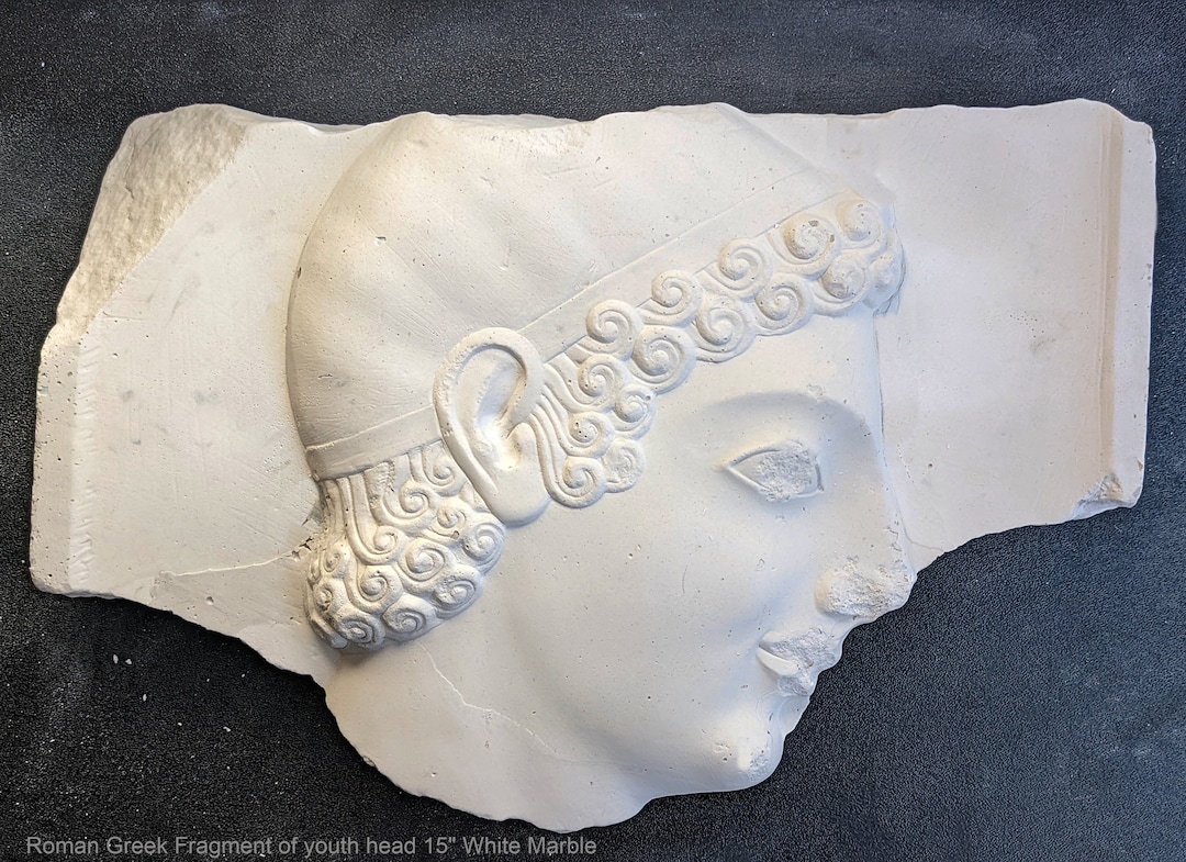 Roman Greek Head of a Youth Frieze Fragment Sculptural Wall Relief ...