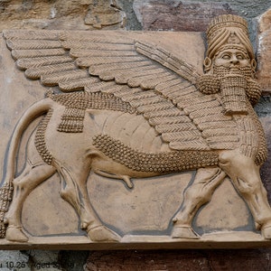 Historical Assyrian Lamassu Winged Bull Wall Sculpture Www.neo-mfg.com ...
