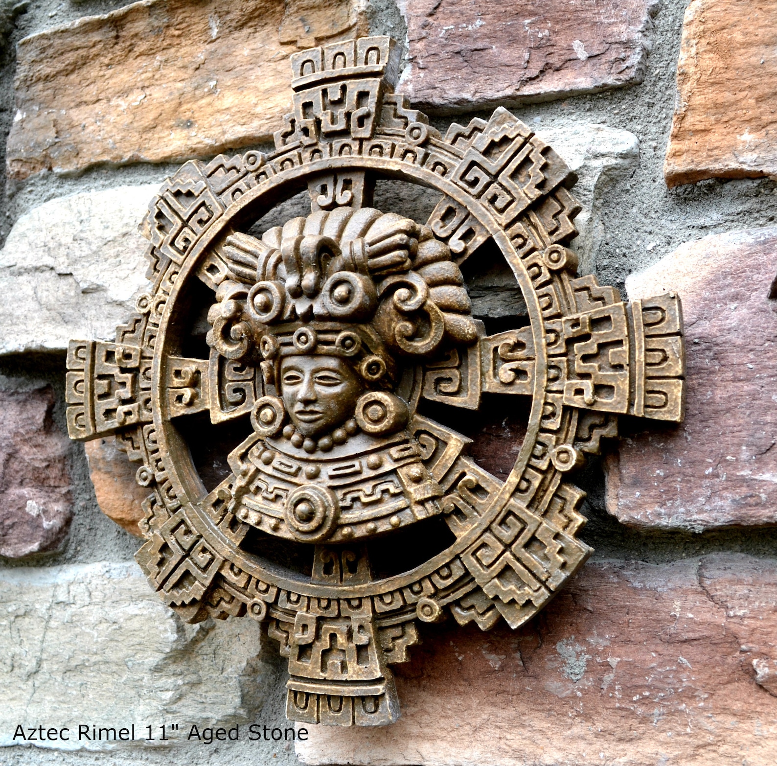 History Aztec Maya Artifact Carved Rimel Sun Stone Sculpture - Etsy