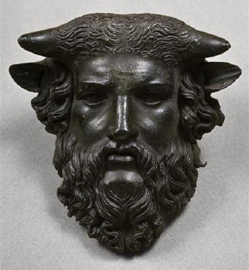 Roman Greek Acheloos Head of Horned God God of Lezoux Bust Sculpture ...