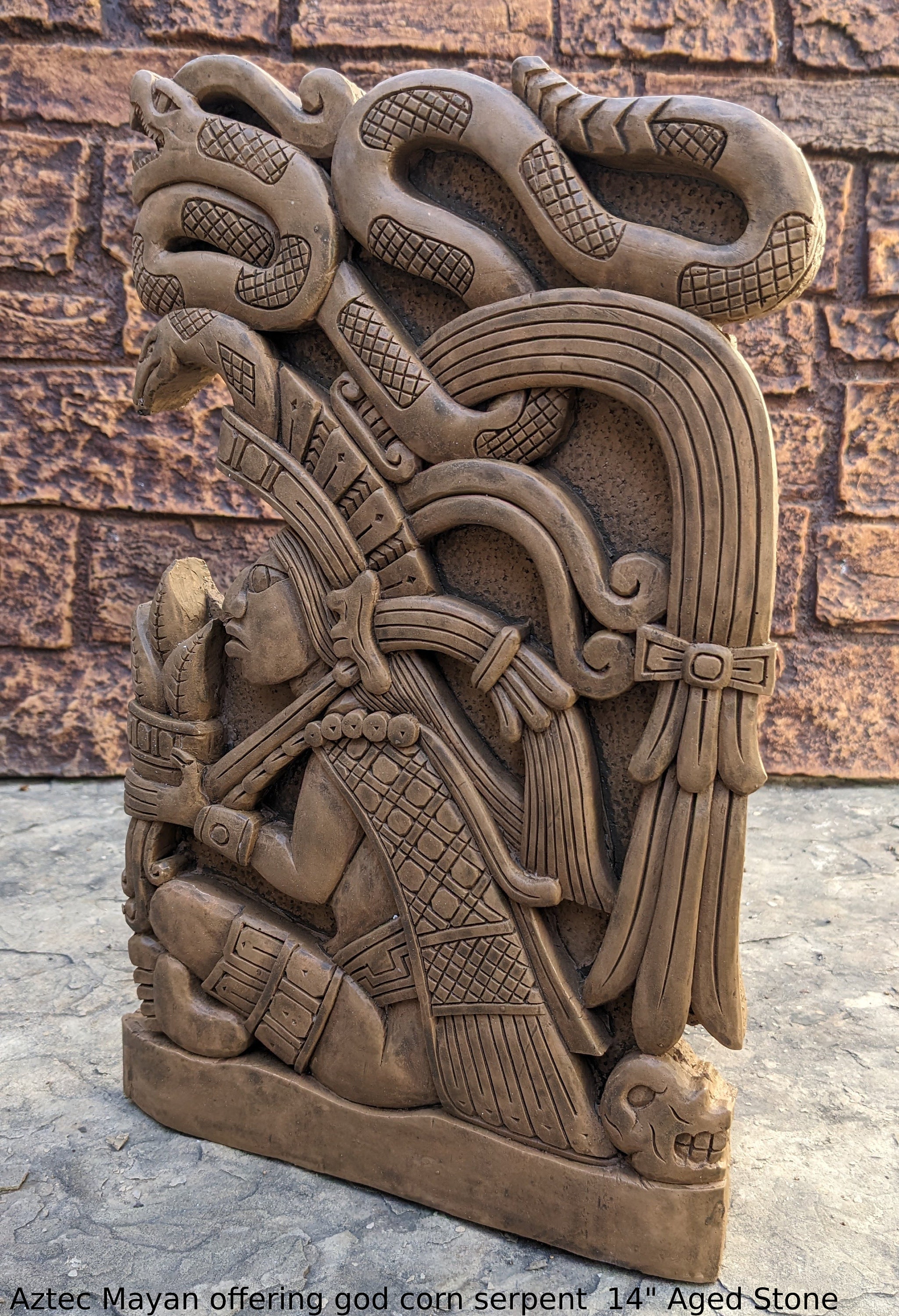 Aztec Mayan Offering God Corn Serpent Wall Sculpture Plaque Www.neo-mfg ...