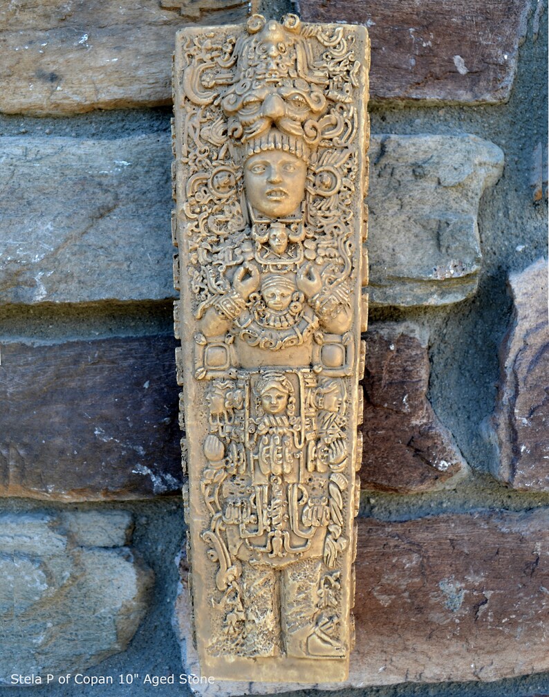 History Aztec Maya Stela P of Copan Artifact Carved Sun Stone Sculpture ...