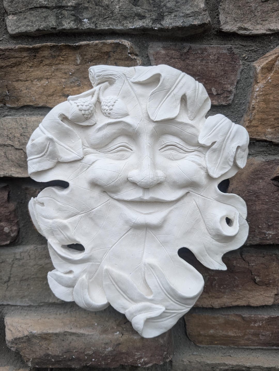 Green Man Leaf Face Acorn Tree Man Mythical Greenman Wall Sculpture ...