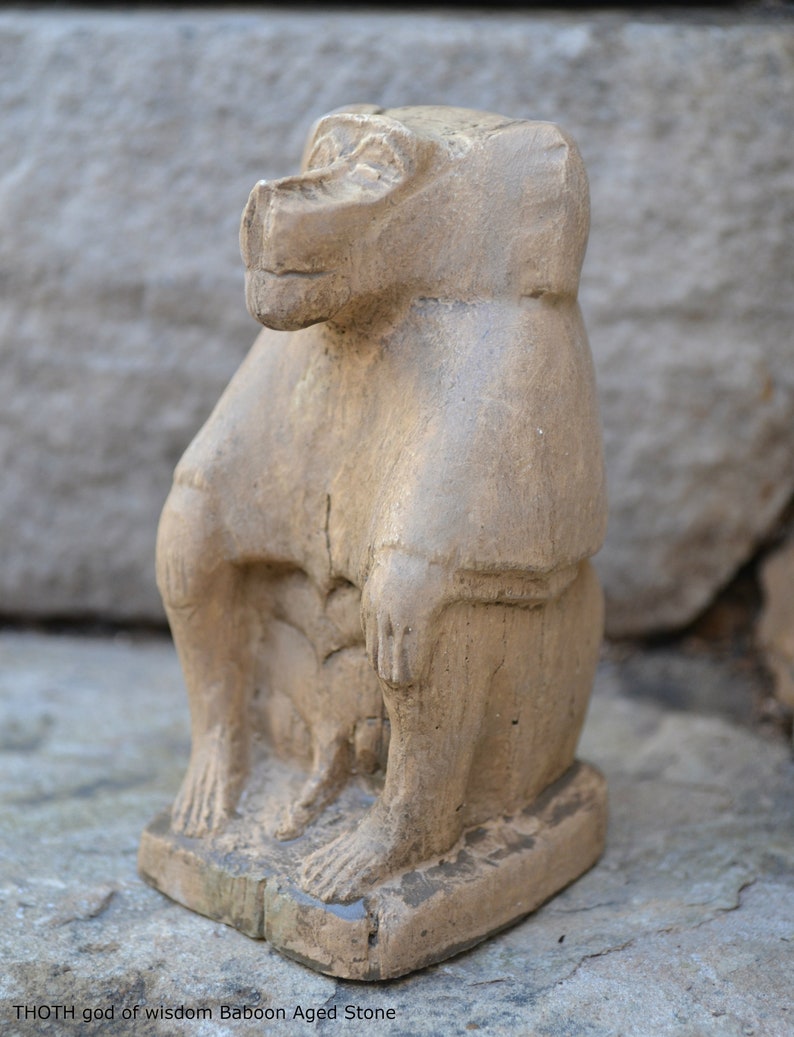History Egyptian THOTH Hedj-wer God of Wisdom Baboon Sculpture Carving ...