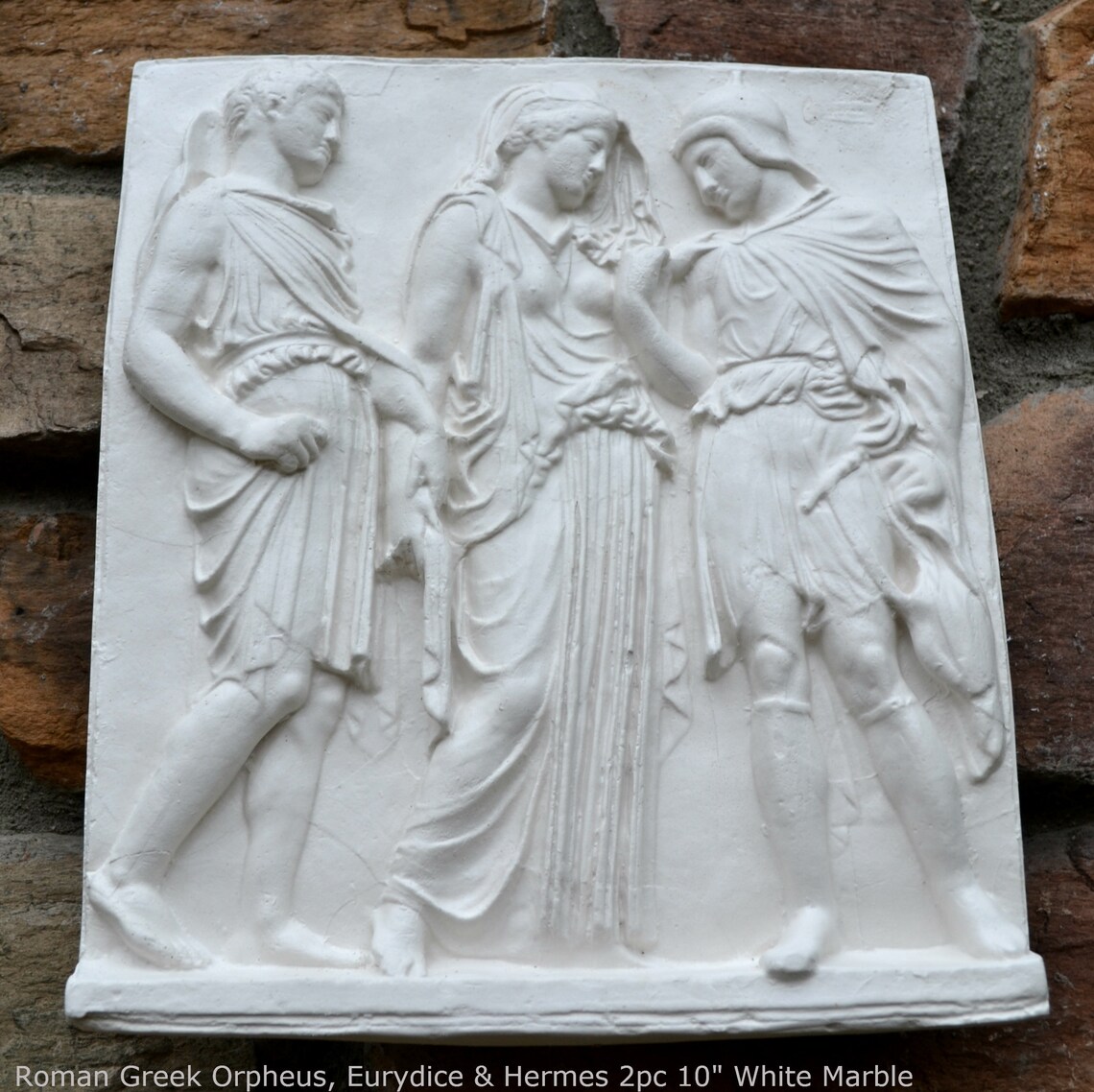 Roman Greek Orpheus, Eurydice and Hermes Figure Sculptural Wall Frieze ...