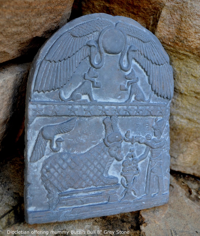History Egyptian Diocletian Offering Mummy Buchis Bull Plaque Artifact ...