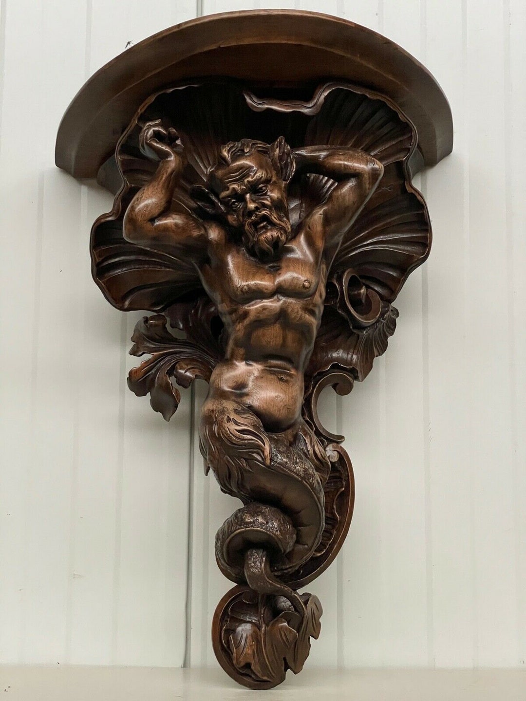 Griffin Gargoyle Wall Shelf Rare Handmade Huge Mermaid Bracket Wall ...