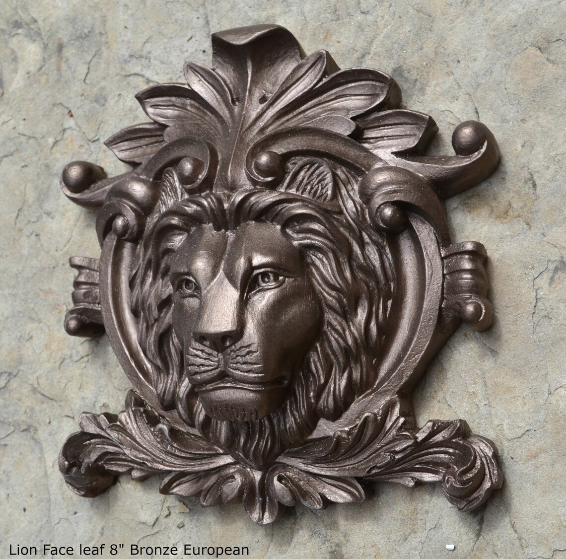 Animal Lion Face Leaf Plaque Fragment Relief Www.neo-mfg.com 8" Home ...