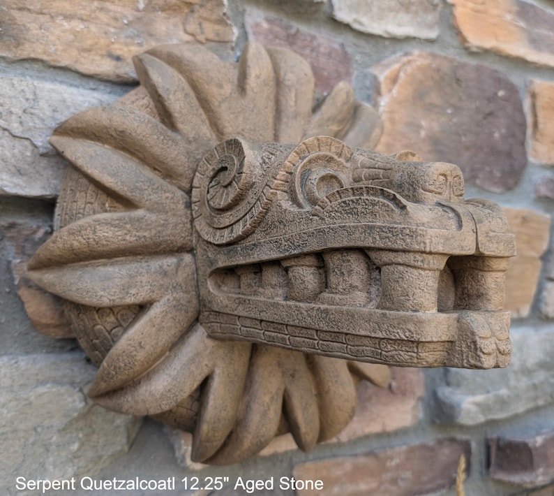 History Feathered Serpent Head of Quetzalcoaltl Aztec Maya Artifact ...