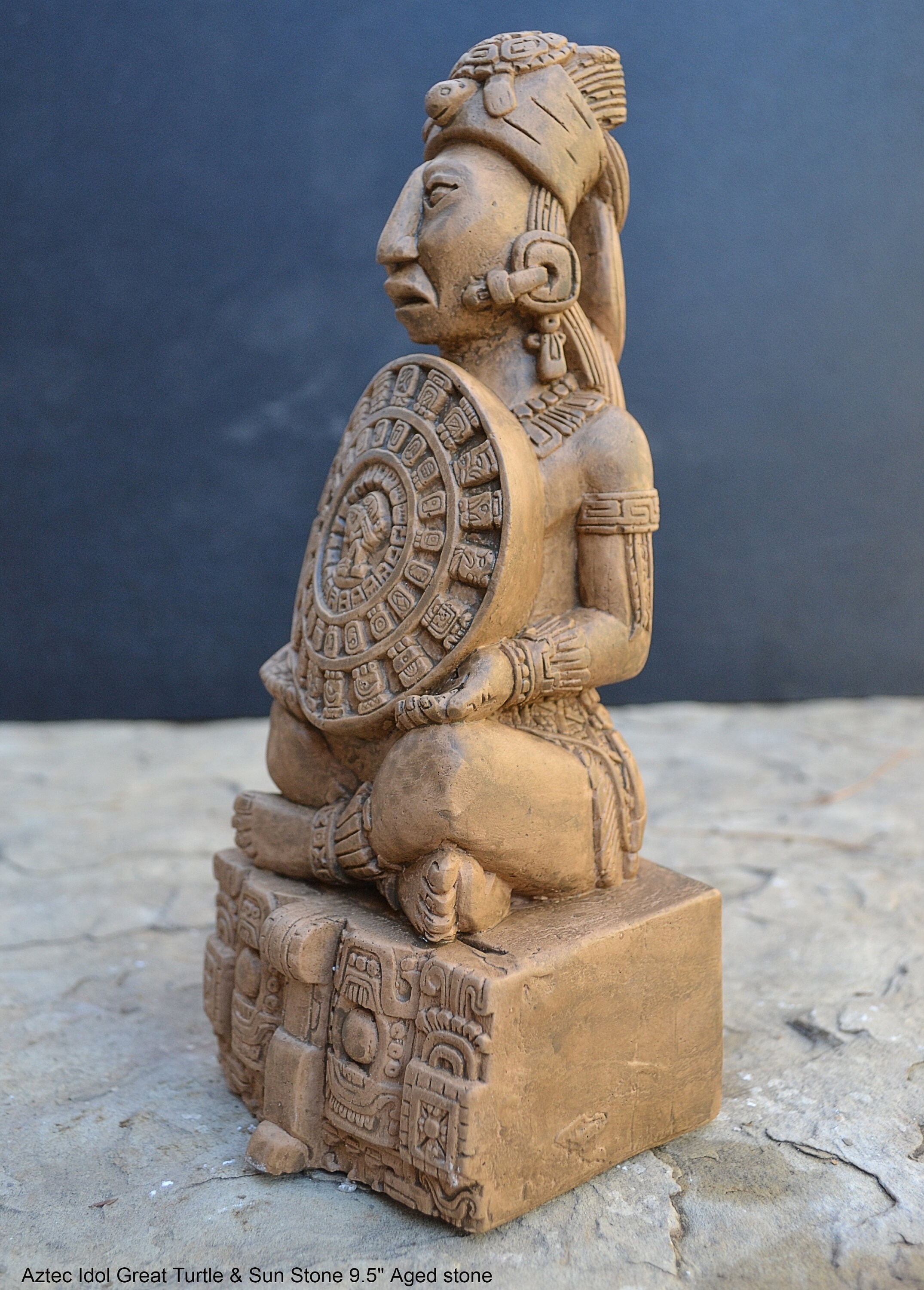 Aztec Mayan Idol Great Turtle & Sun Stone 9.5 Statue | Etsy