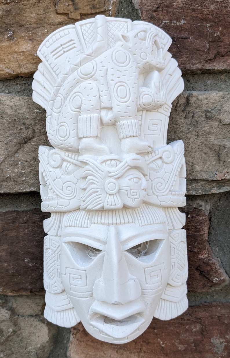 History Aztec Maya Jaguar Thunderbird Glyph Artifact Mask Sculpture ...