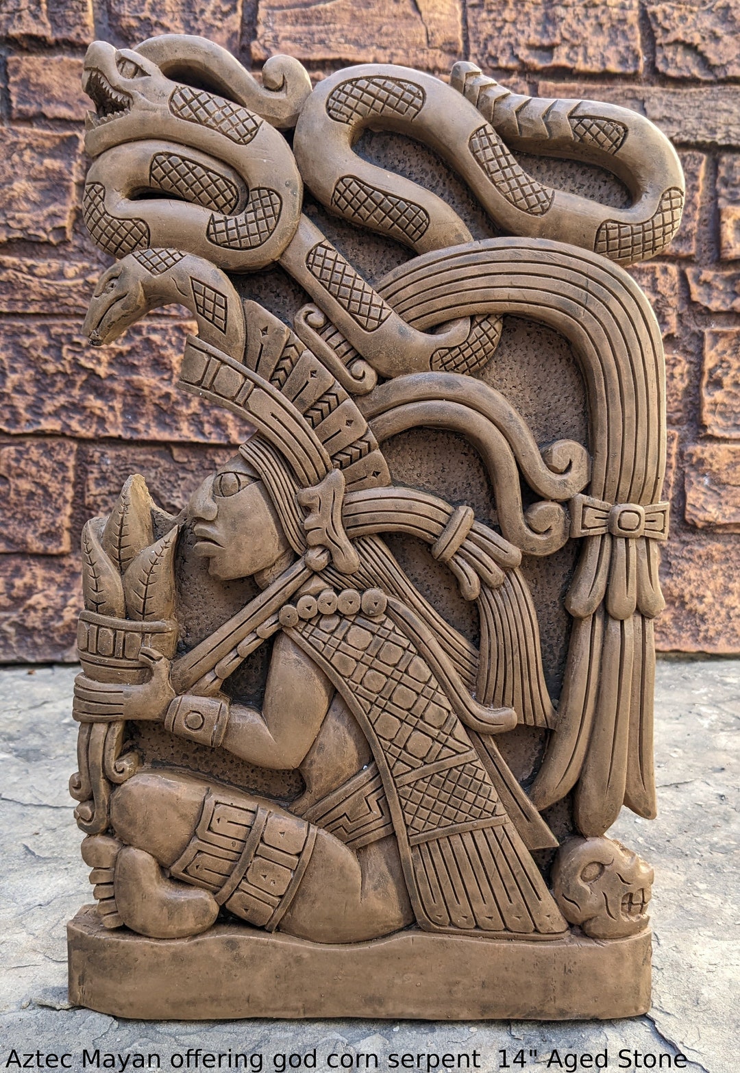 Aztec Mayan Offering God Corn Serpent Wall Sculpture Plaque Www.neo-mfg ...