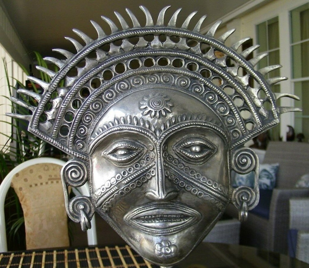 Peru Inca Mesoamerican Sun Temple Mask Carving Sculptural Wall Relief ...