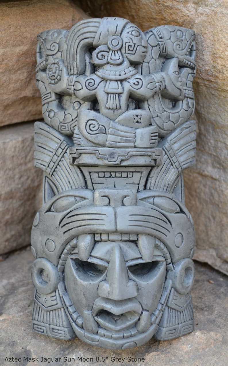 History Aztec Maya Artifact Warrior Mask Jaguar Sun Moon - Etsy