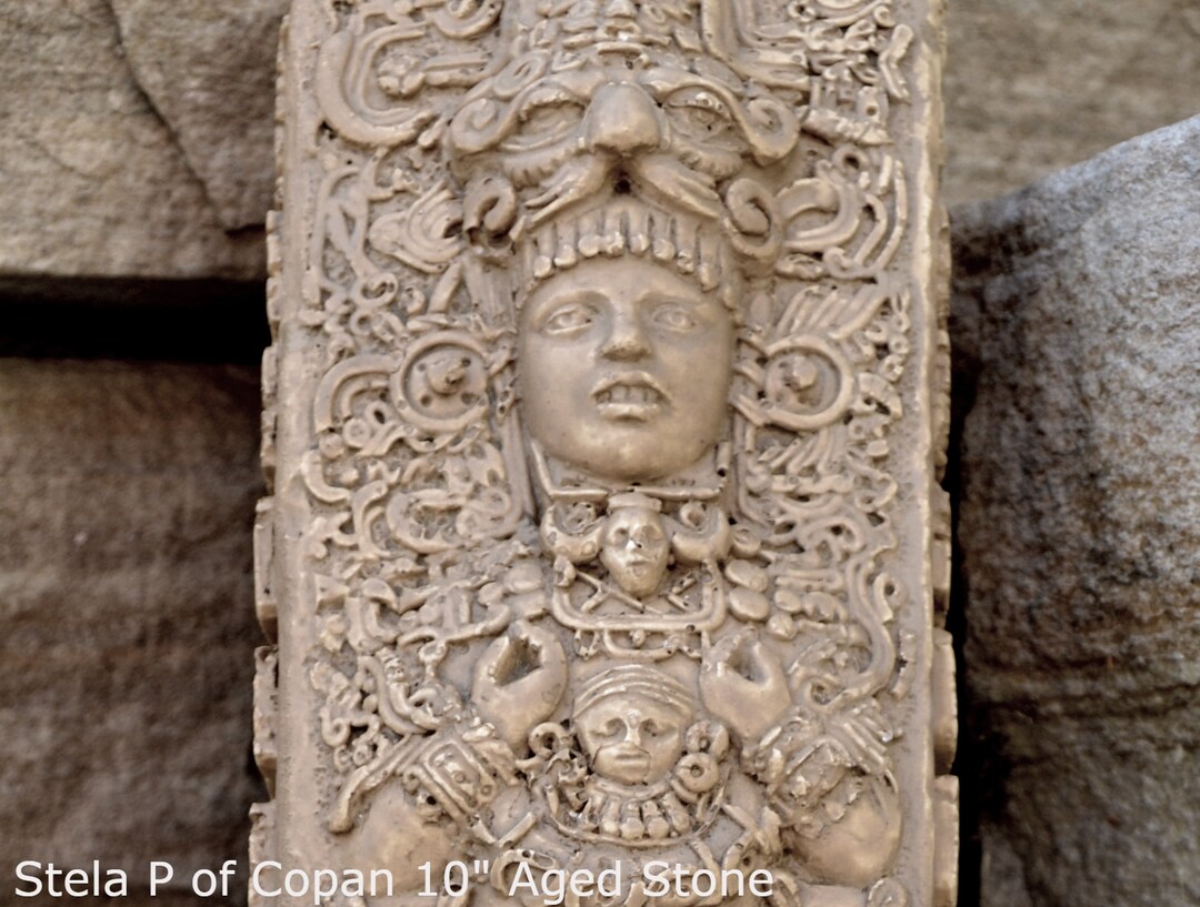 History Aztec Maya Stela P of Copan Artifact Carved Sun Stone Sculpture ...
